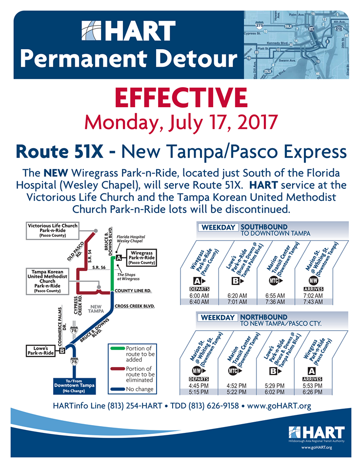 HART Route 51X Park-N-Ride Change – The Global Transit Guidebook